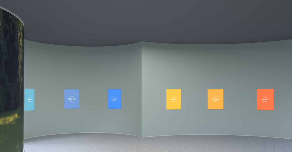 Art Gallery multi Frames 3D rendering product mockup