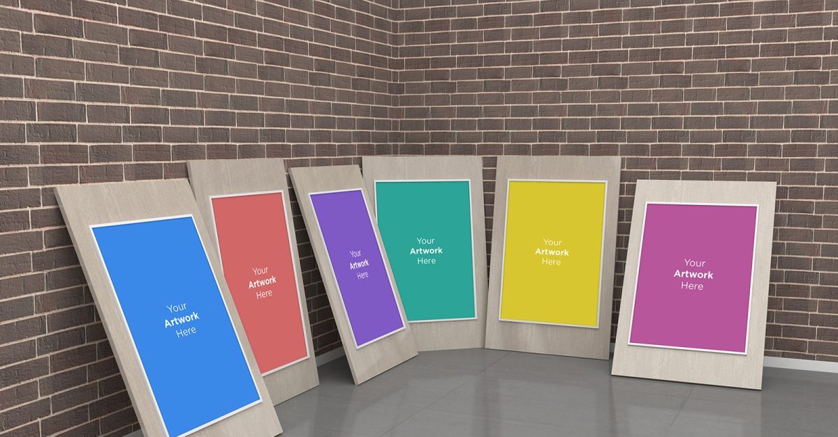 Modern Art Gallery multi Frames 3D product mockup