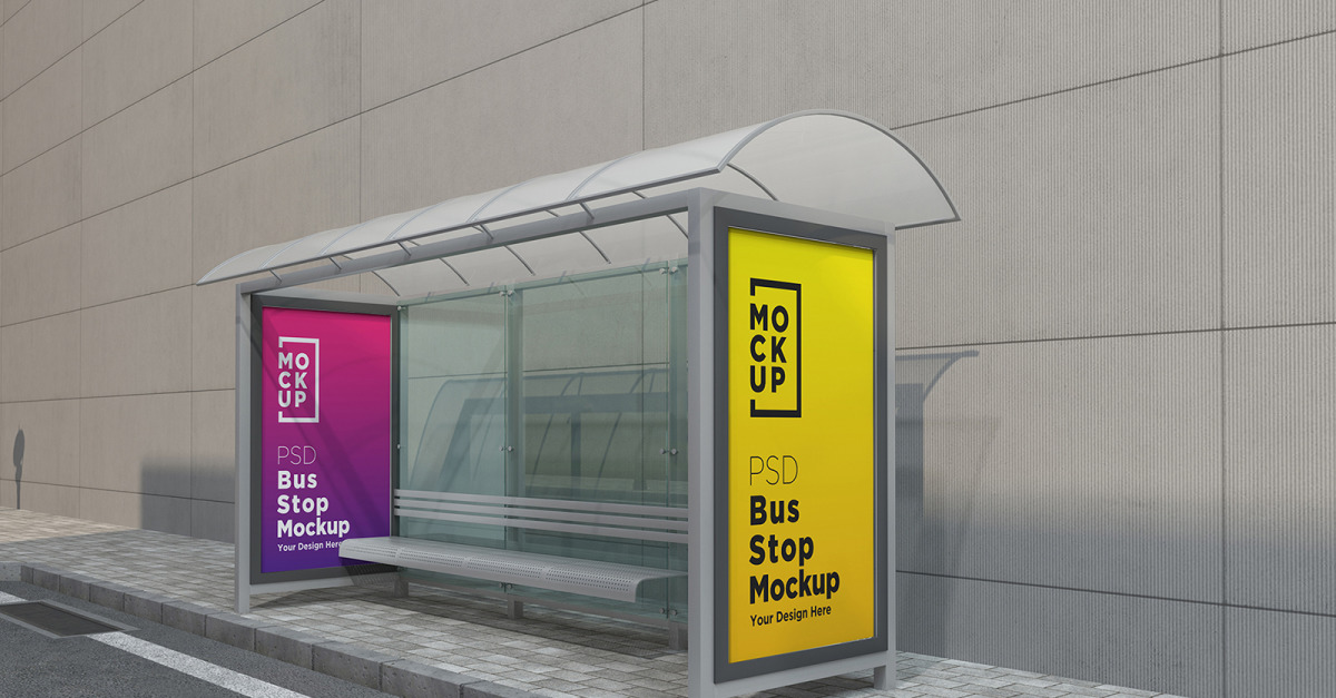 City Bus Stop Sign product mockup #148184 - TemplateMonster