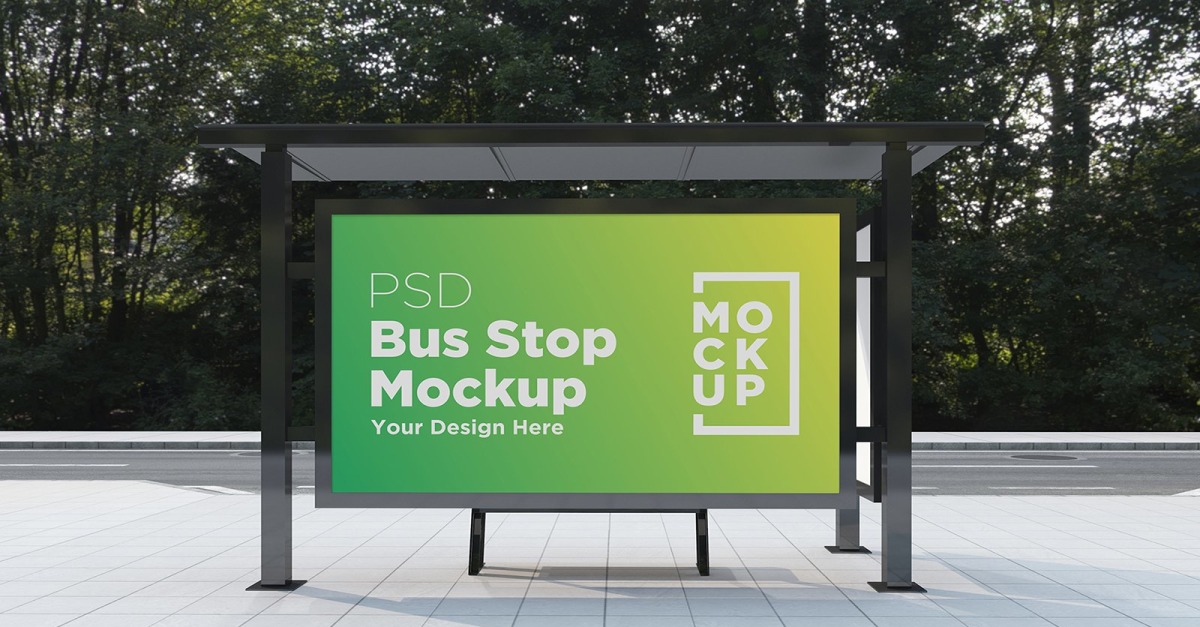 Bus Stop billboard advertising product mockup