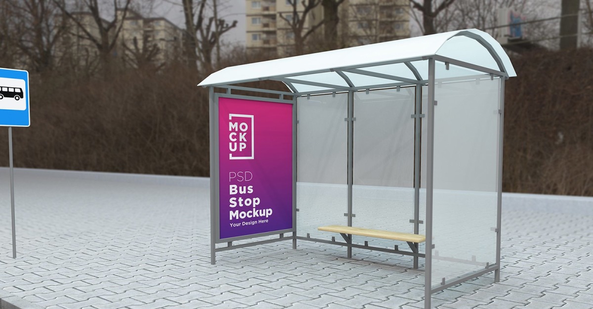 Bus stop Signage advertisement product mockup