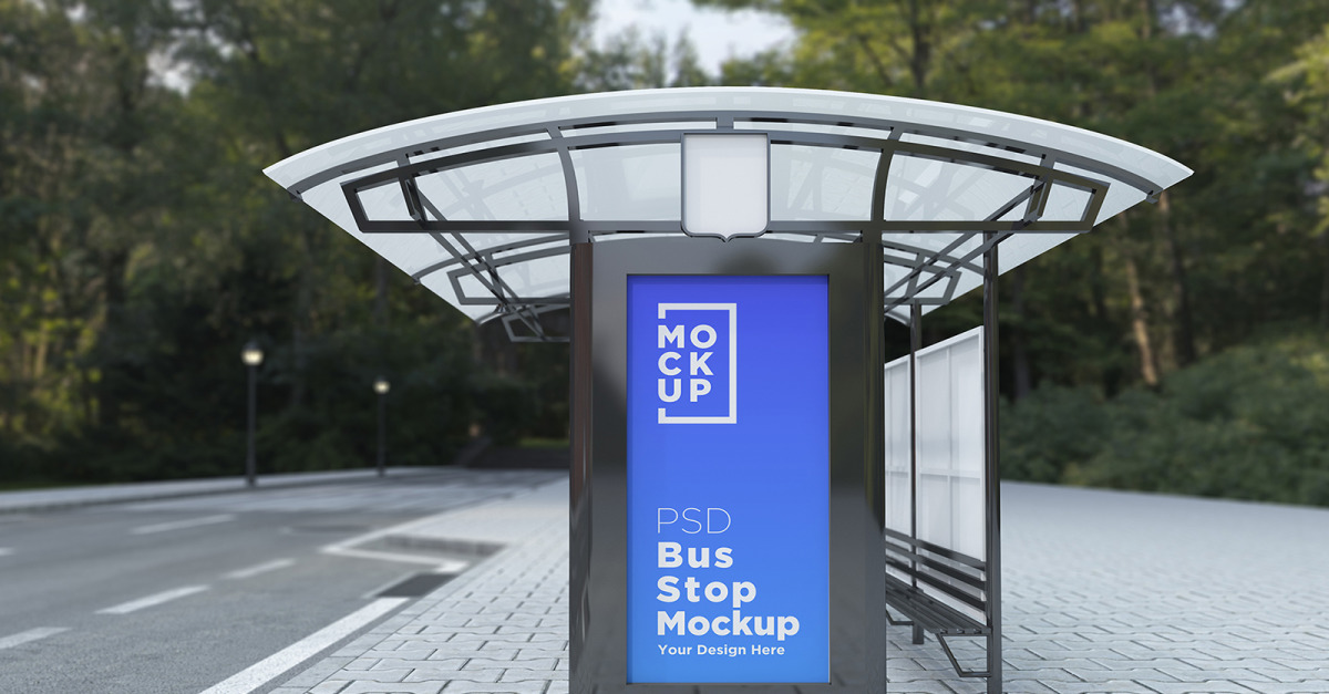 City Bus Stop Signage advertisement product mockup