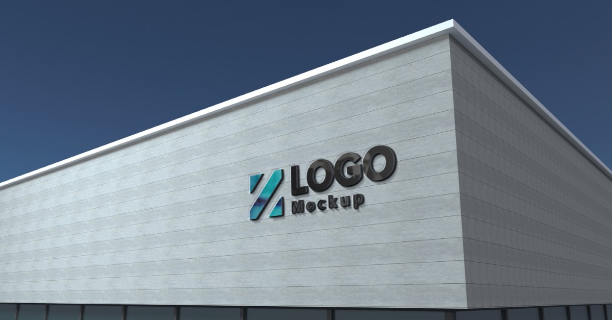 Steel Logo Mockup Sign Elegant Black Building product mockup