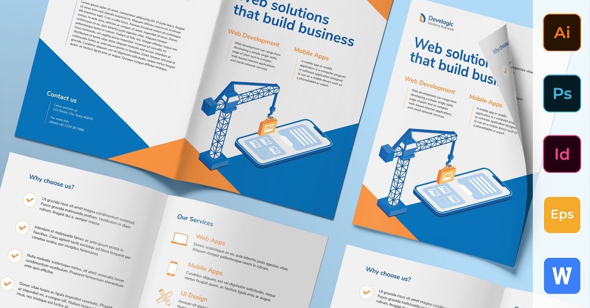 Web and Mobile App Development Brochure Bifold - Corporate Identity ...