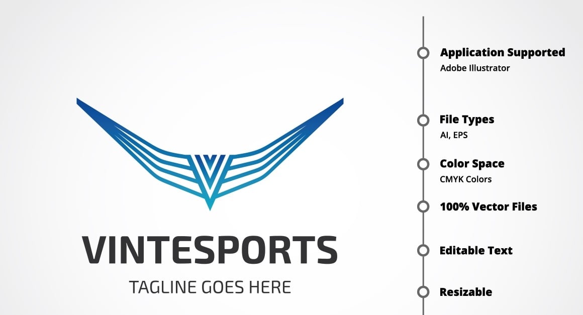 Letter V - Vintesports Logo Template - TemplateMonster