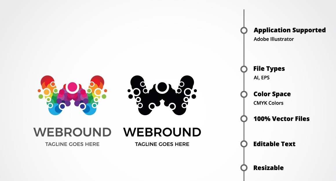 Letter W - Web Round Logo Template #150091 - TemplateMonster