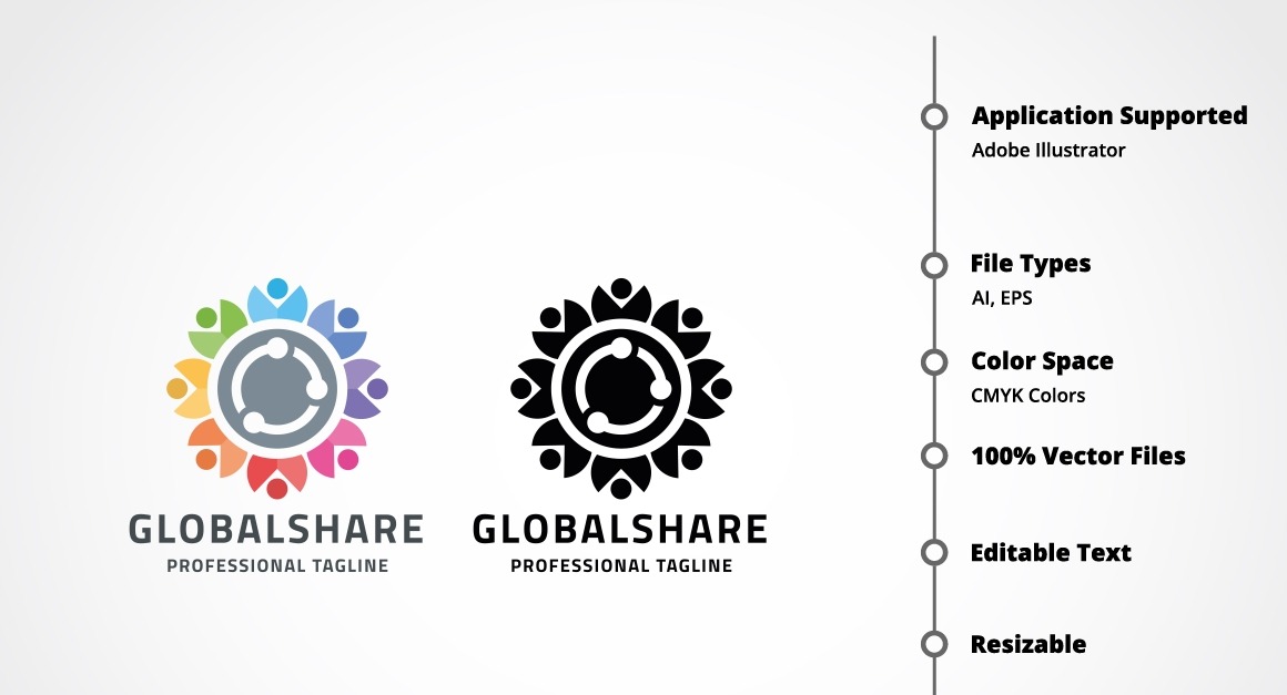 Modèle de logo de partage global #150319 - TemplateMonster
