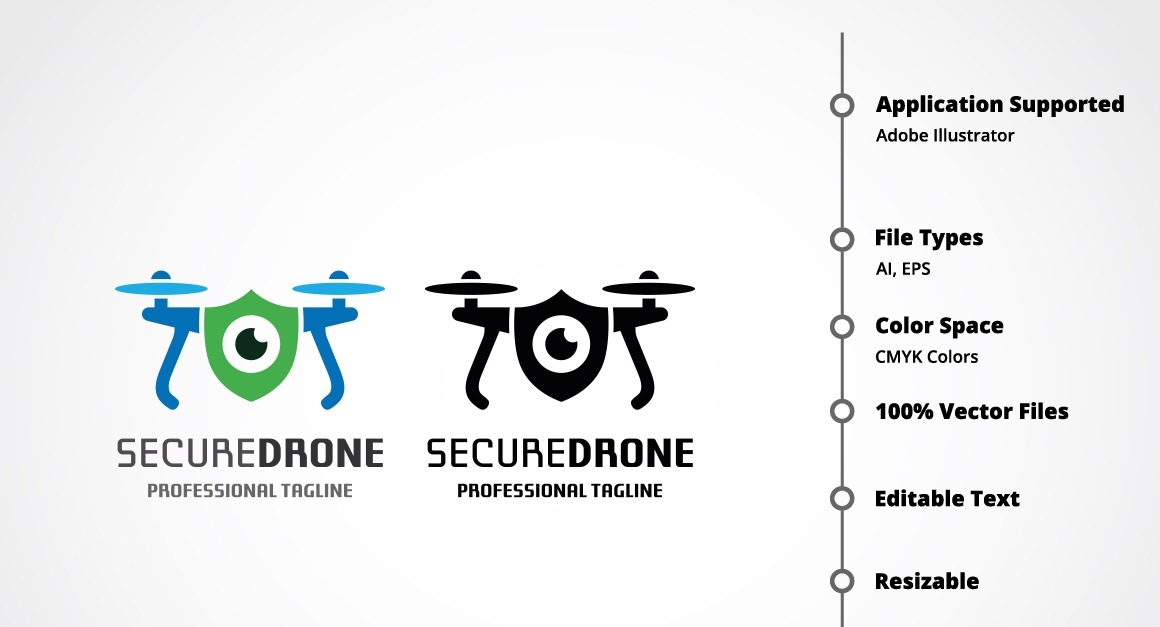 Secure Drone Logo Template #150329 - TemplateMonster