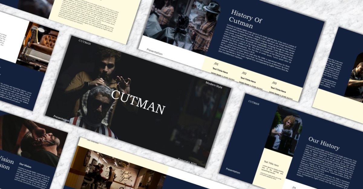 Cutman PowerPoint template #151141 - TemplateMonster