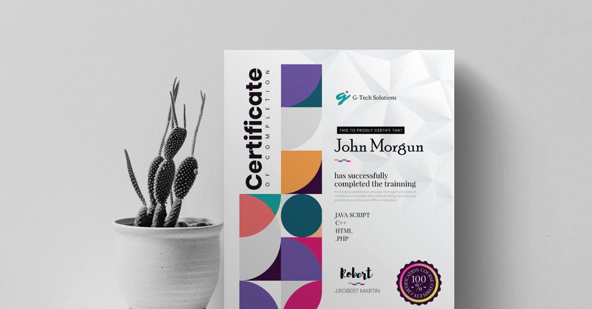Professional Certificate Template #151132 - TemplateMonster