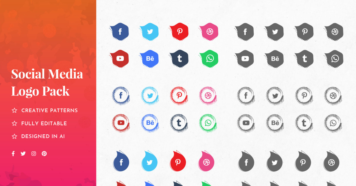 Social Media Logo Collection Logo Template - TemplateMonster