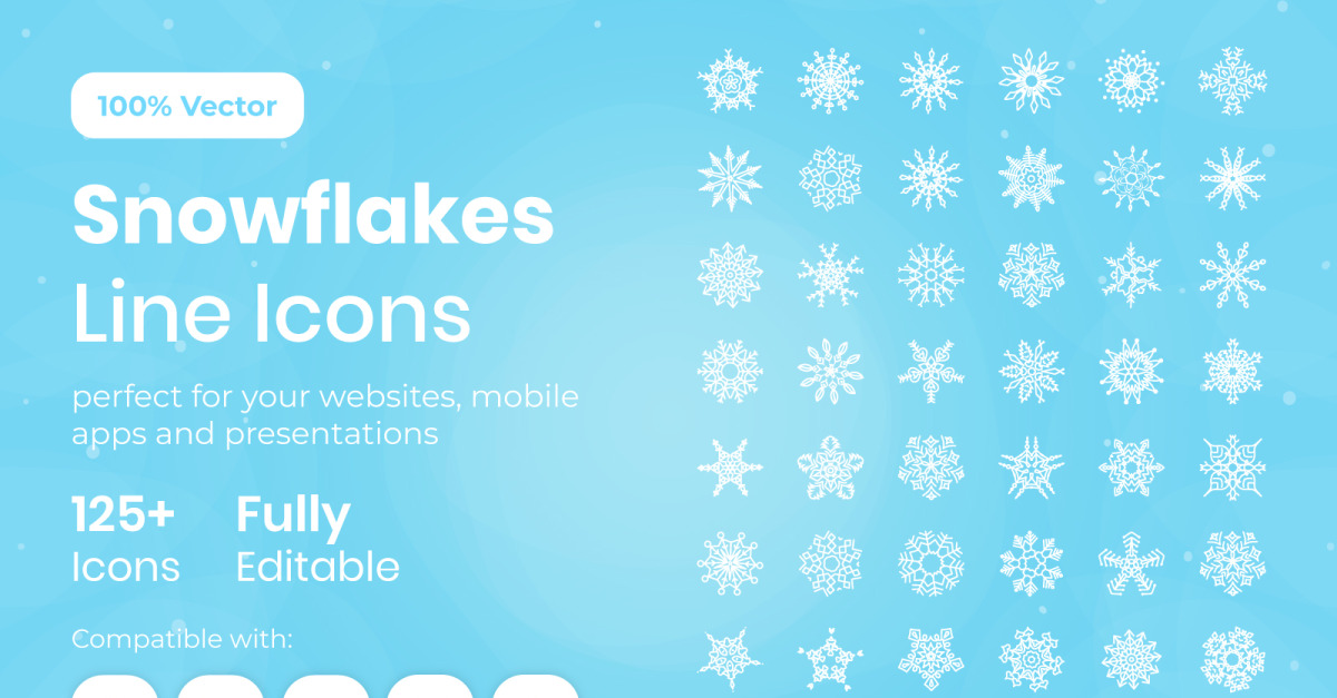 125+ Snowflake Icon Set #151256 - TemplateMonster