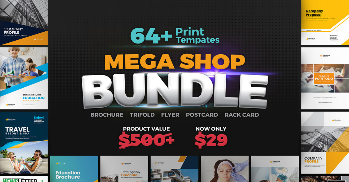 Mega Shop BUNDLE 64+ Print Design! - Corporate Identity Template