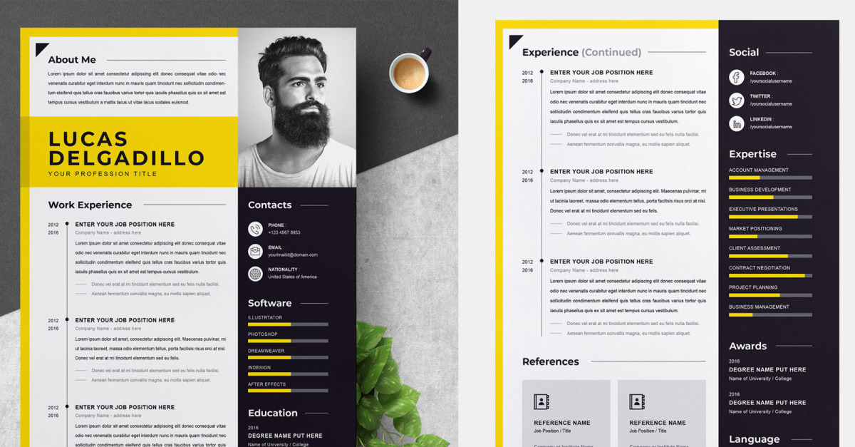 Minimal Sarı CV Özgeçmiş Şablonu #151862 - TemplateMonster