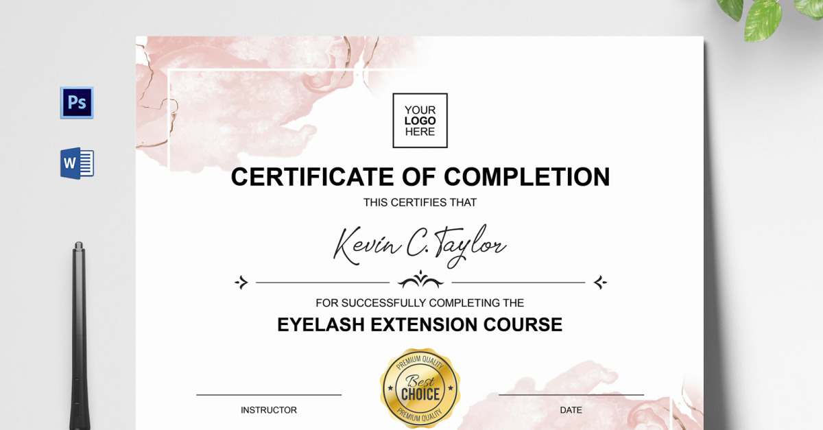 Course of Eyelash Certificate Template - TemplateMonster