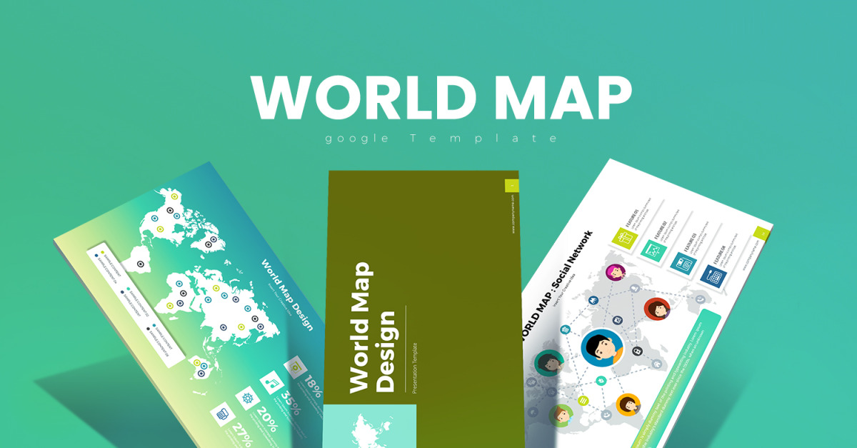 Szablony map świata Prezentacje Google - TemplateMonster