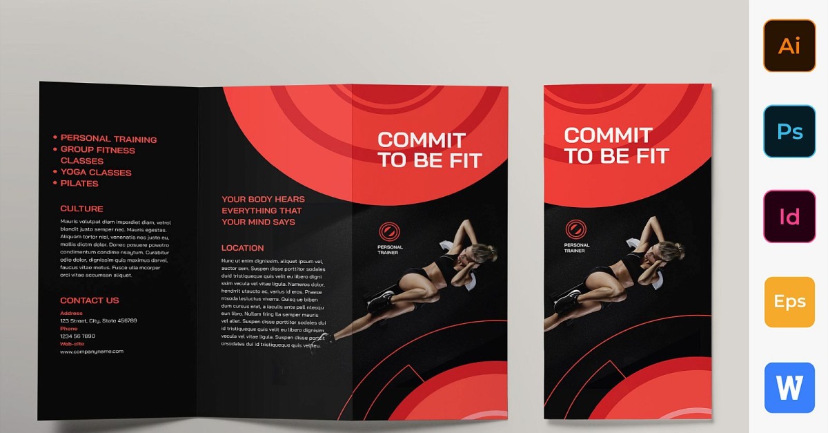 Personal Trainer Brochure Trifold - Corporate Identity Template