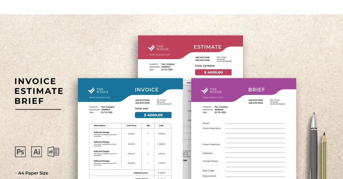Invoice The Wings - Corporate Identity Template