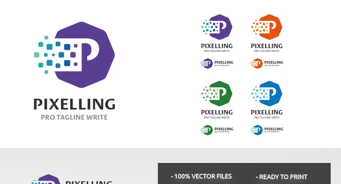 Letter P (Pixelling) Logo Template #153847 - TemplateMonster