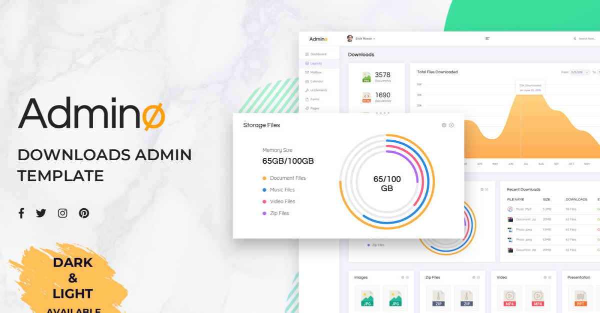 Downloads Admin Dashboard UI Elements - TemplateMonster