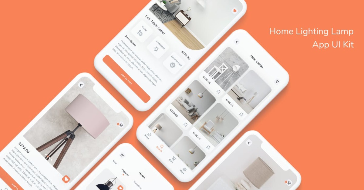Home Lighting Lamp App UI Kit #154216 - TemplateMonster