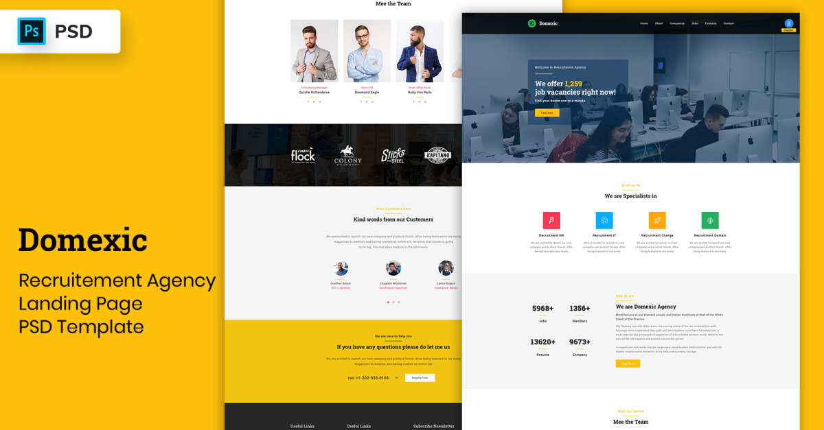 Recruitement Agency Landing Page Template UI Elements