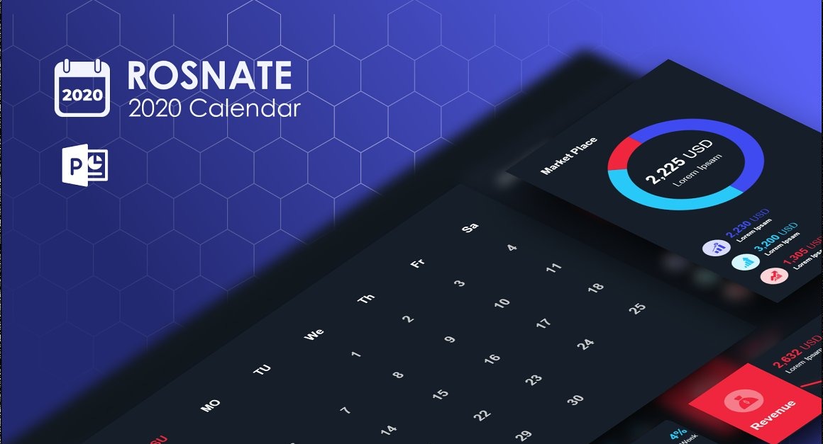 Rosnat - Modèle PowerPoint de calendrier 2020