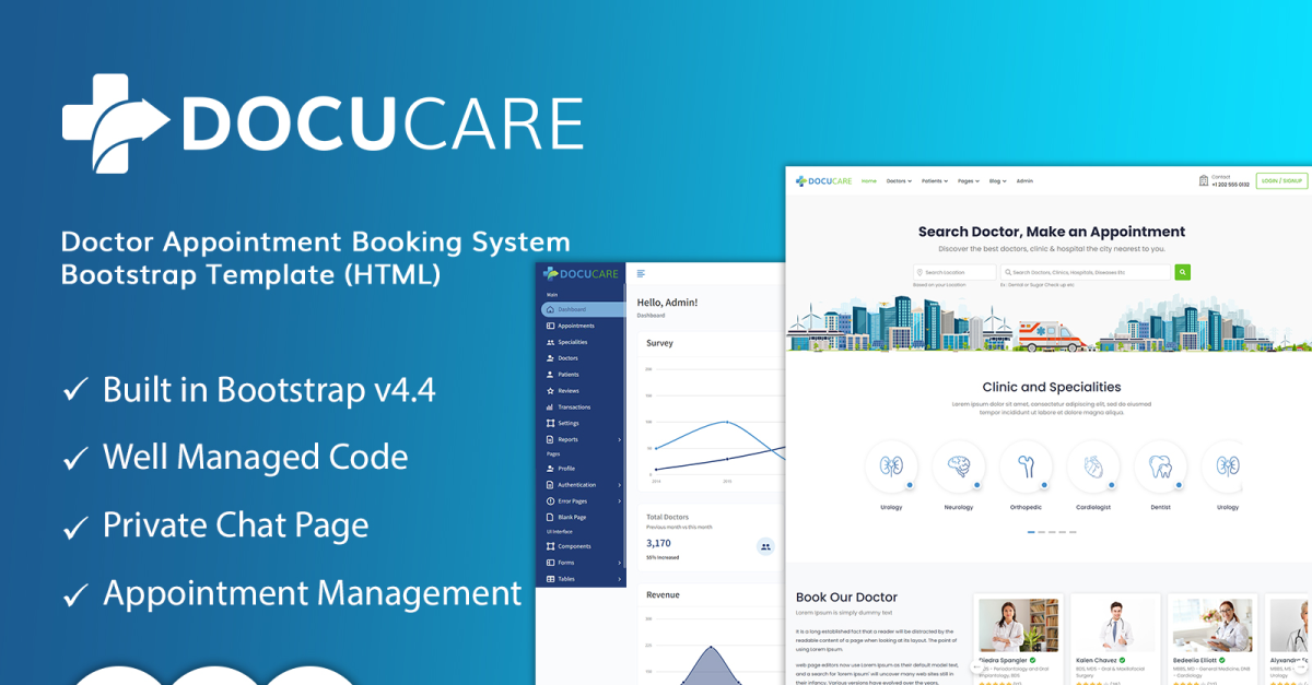 Docucare - Marcação de Consulta Médica - TemplateMonster