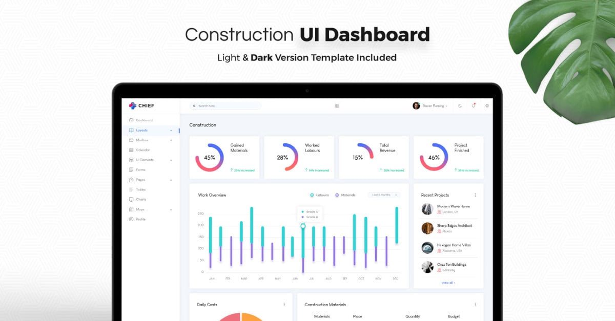 Construction Admin Dashboard UI Elements - TemplateMonster