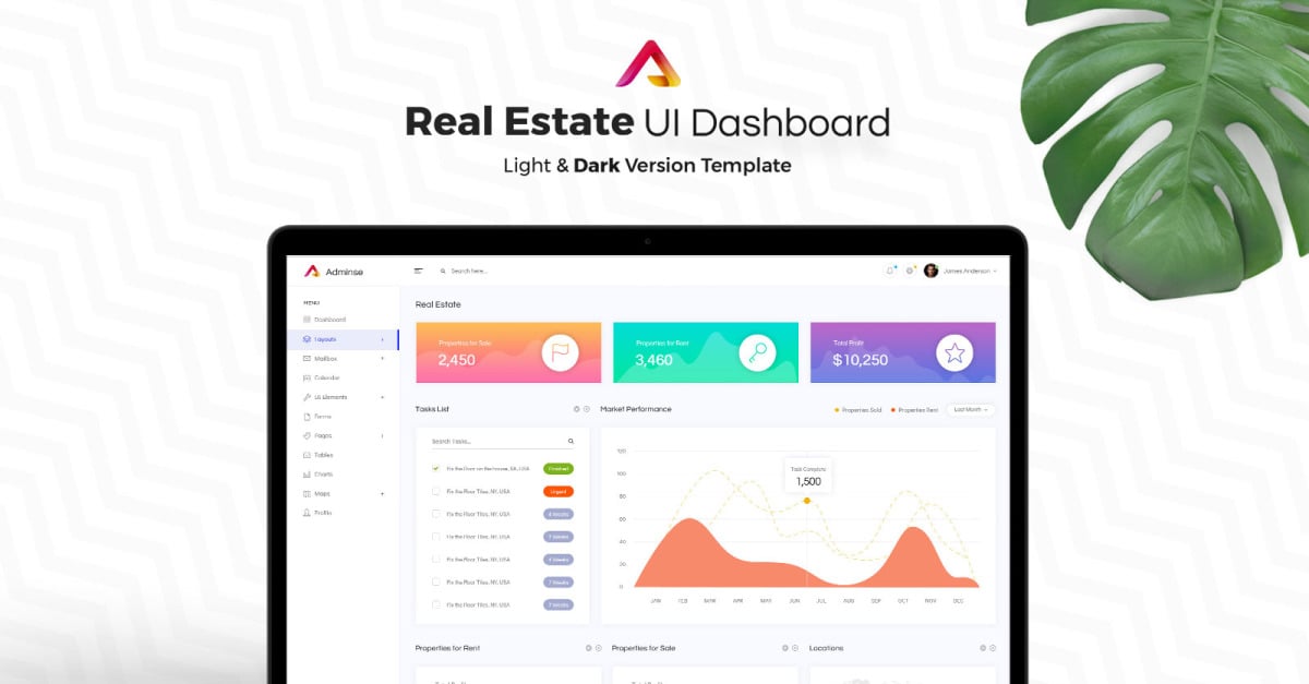 Real Estate Admin Dashboard UI Elements - TemplateMonster