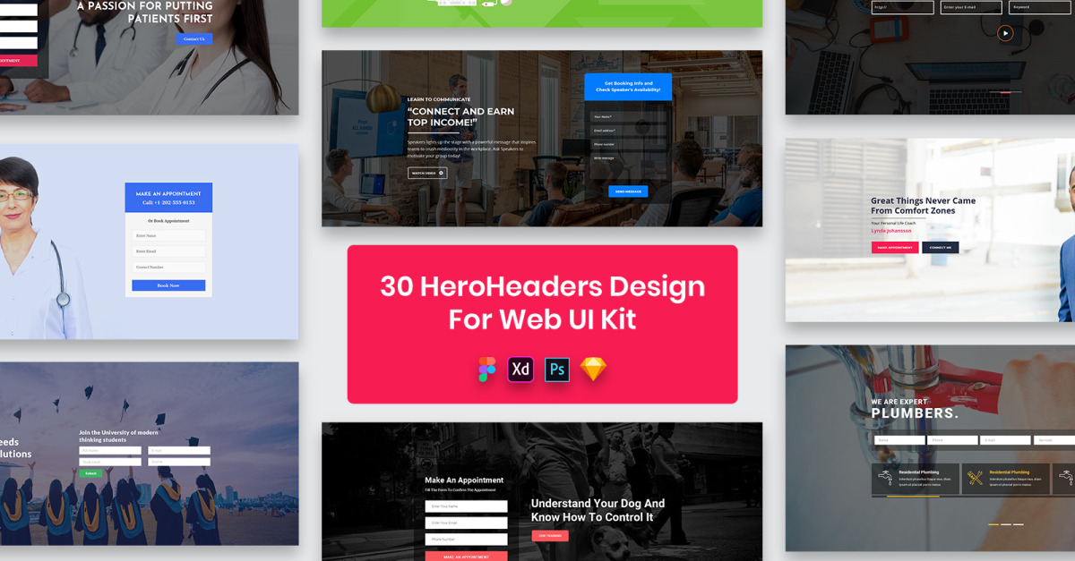 30 Hero Headers for Web Ver-01 UI Elements - TemplateMonster