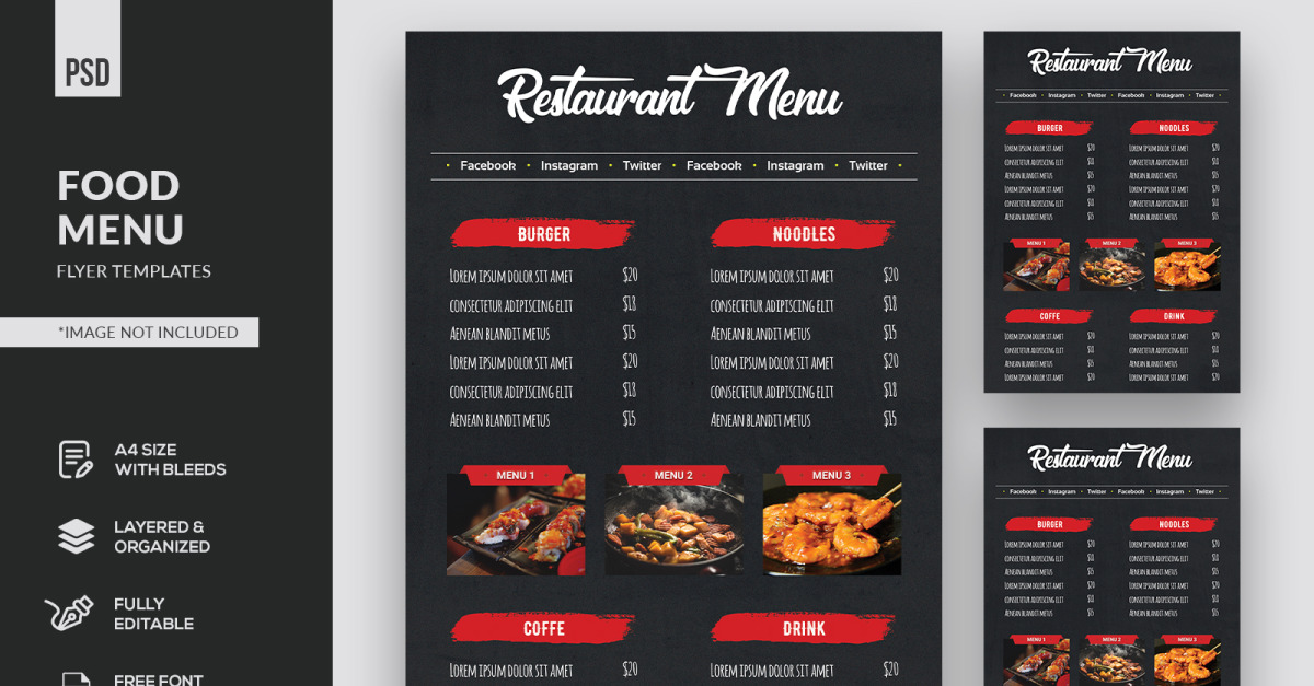 Creative Food Menu Flyers - Corporate Identity Template