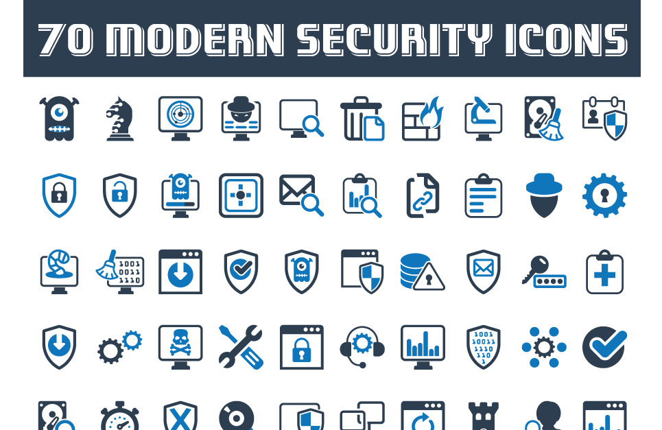 70 Modern Security Icon Set #157820 - TemplateMonster