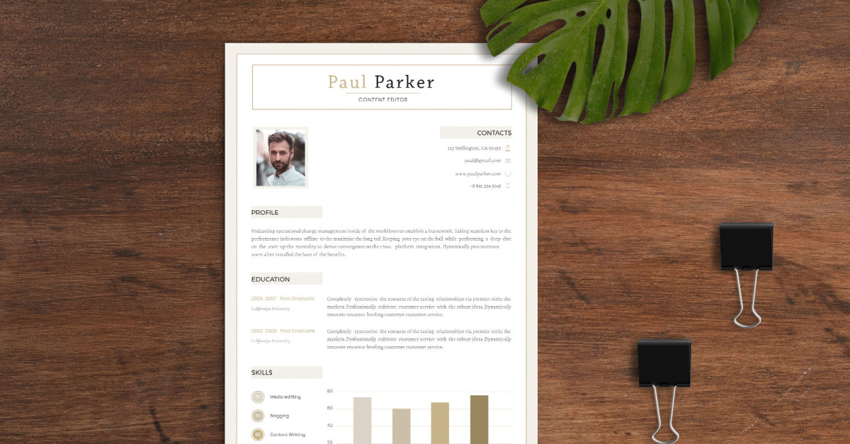 Content Editor CV Resume Template #158366 - TemplateMonster