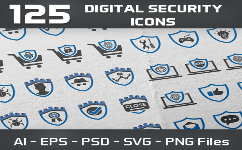 125 Digital Security Icon Set #158680 - TemplateMonster