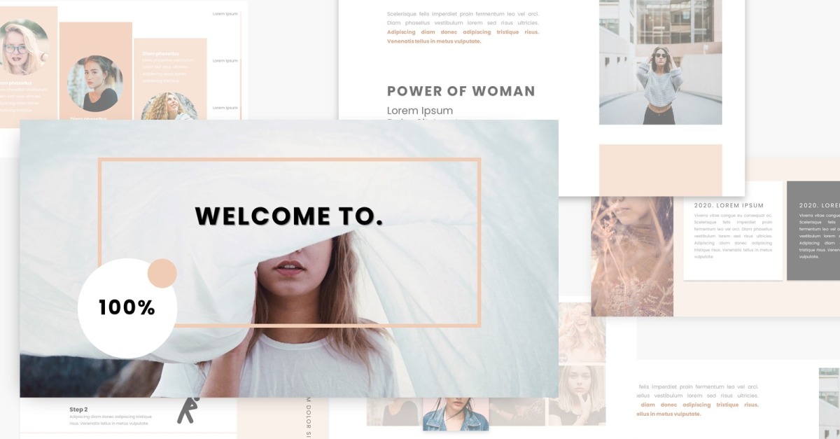 Feminime Woman PowerPoint template #159131 - TemplateMonster
