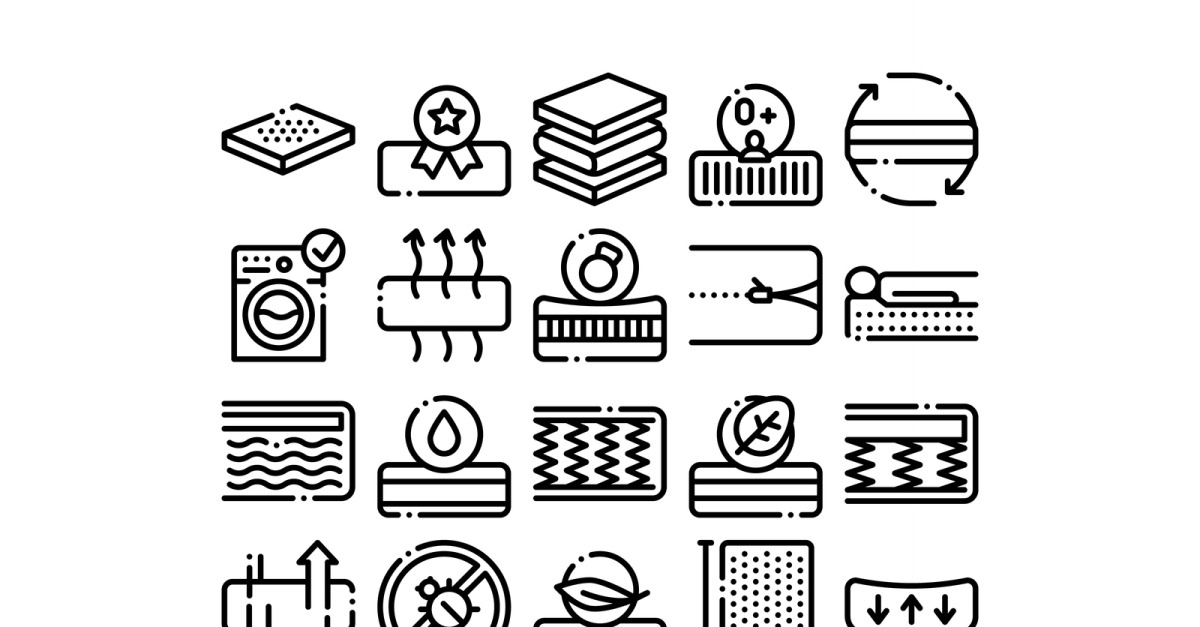 Mattress Orthopedic Collection Set Vector Icon