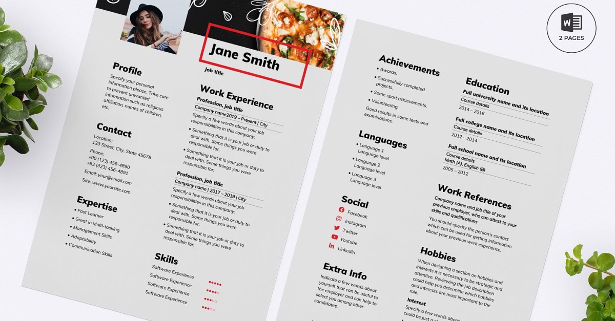 Pizza Maker CV Resume Template #160021 - TemplateMonster
