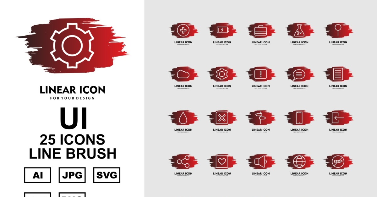 25 Premium UI Line Brush Icon Set #160499 - TemplateMonster