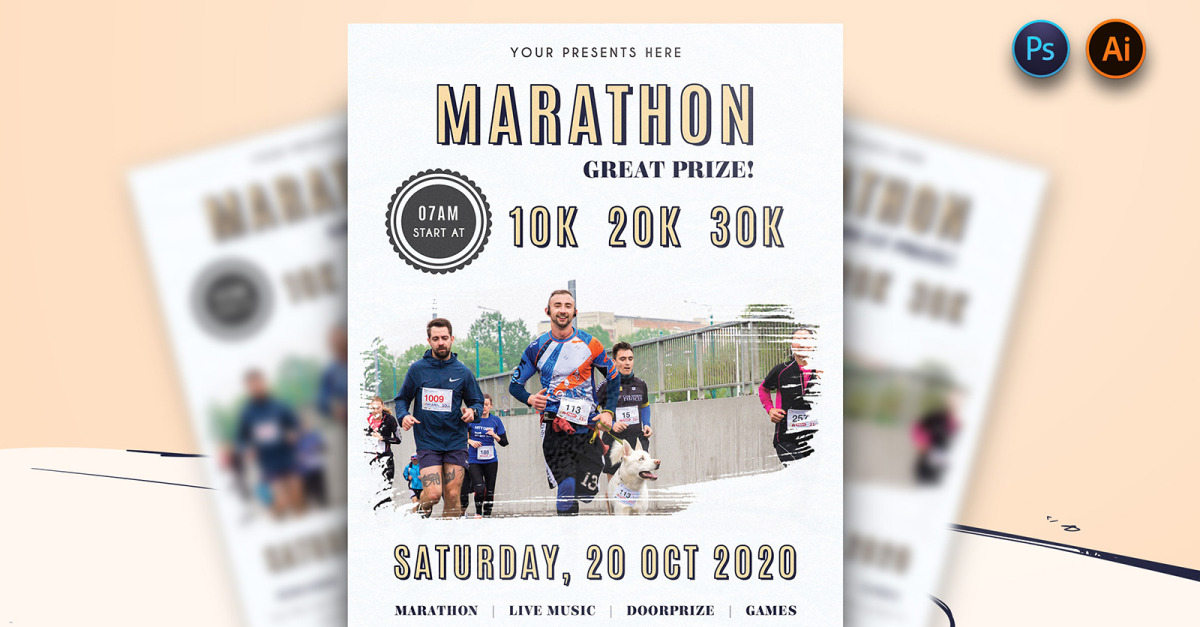 Imaginary - Marathon Event Flyer Design - Corporate Identity Template