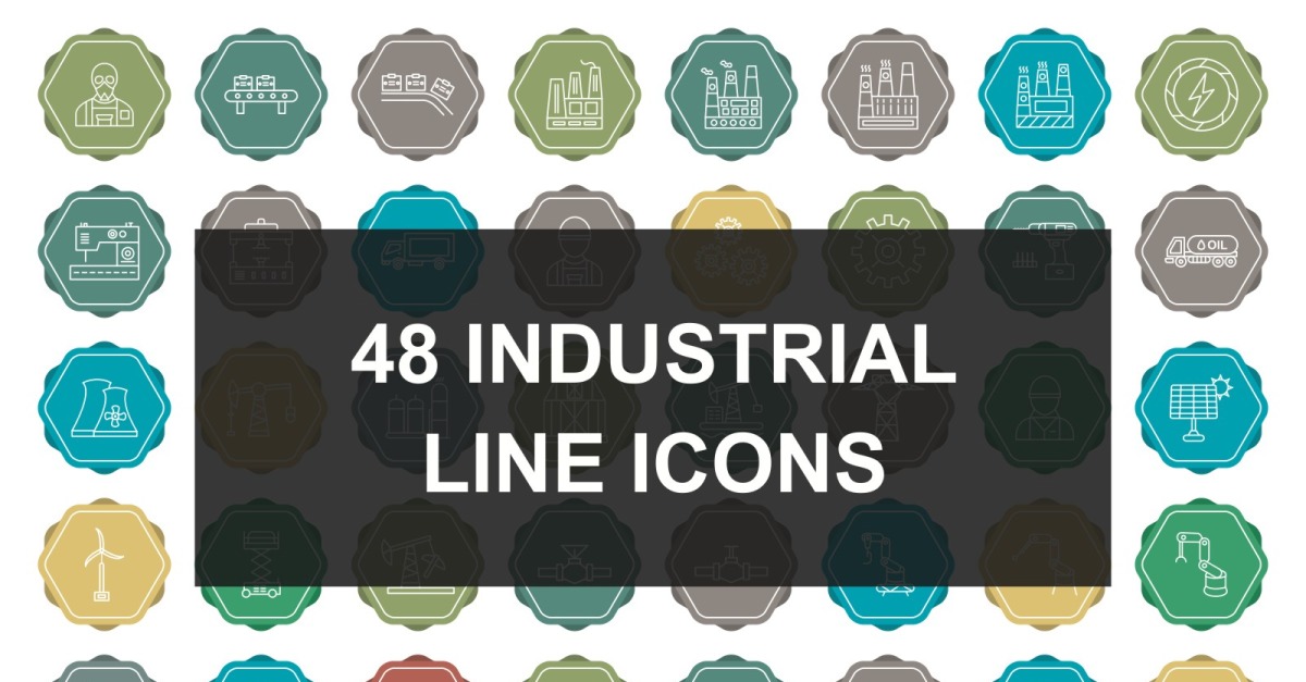 48 Industrial Process Line Multicolor Background Icon set