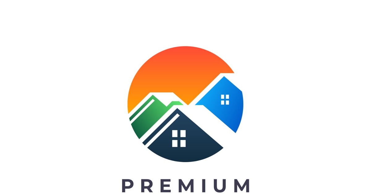Gradient style house real estate property logo design Logo Template