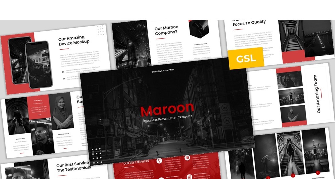 Maroon - Business Template Google Slides - TemplateMonster