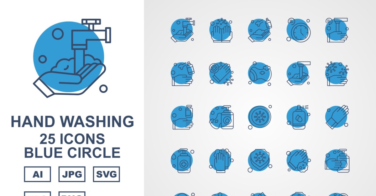 25 Premium Hand Washing Blue Circle Iconset - TemplateMonster