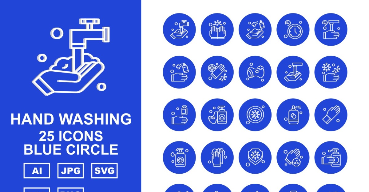 25 Premium Hand Washing Blue Circle Iconset - TemplateMonster