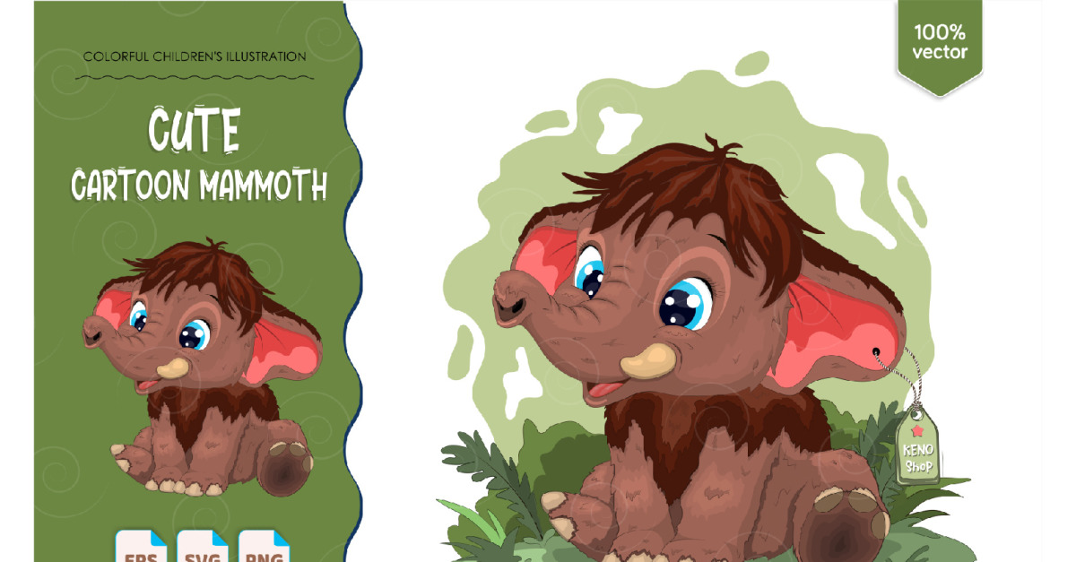 Cute Cartoon Mammoth - Vector Image #164534 - TemplateMonster