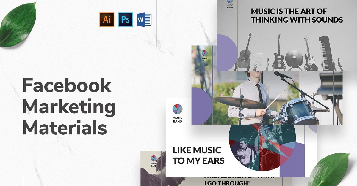 Music Band Facebook Cover and Post Social Media Template