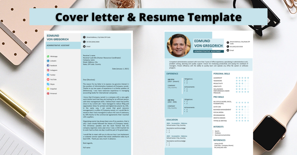 Professional No 09 - Elegant Sky Blue Resume Template
