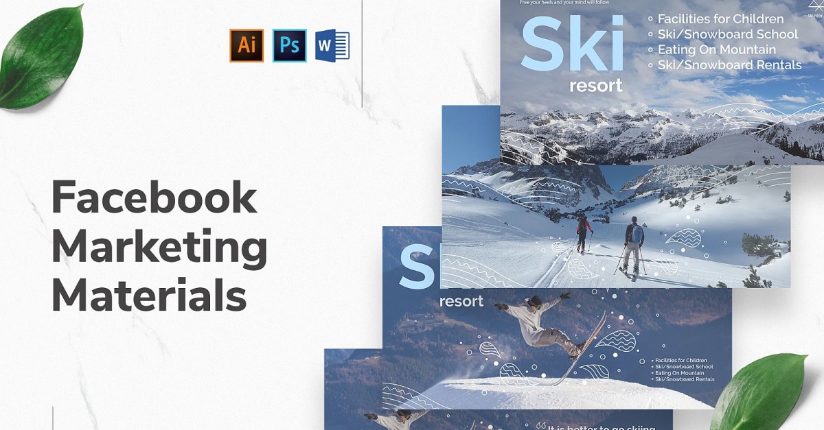 Ski Resort Facebook Cover and Post #165076 - TemplateMonster