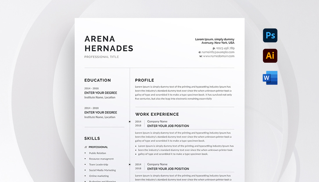 Arena Hernades Resume Template #165114 - TemplateMonster